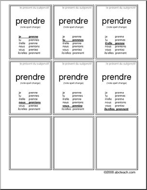 French: Jeu des Sept Familles : verbe Â´prendreÂª au subjonctif – Abcteach