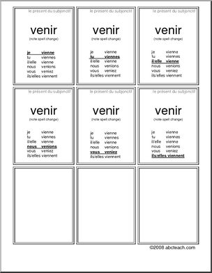 French: Jeu des Sept Familles : verbe Â´venirÂª au subjonctif – Abcteach