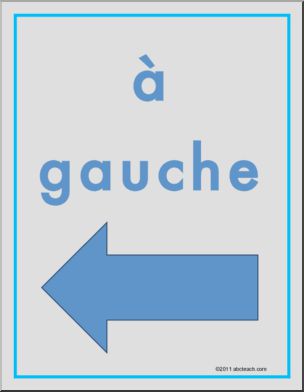 French: Classroom Sign: “â€¡ gauche” – Abcteach