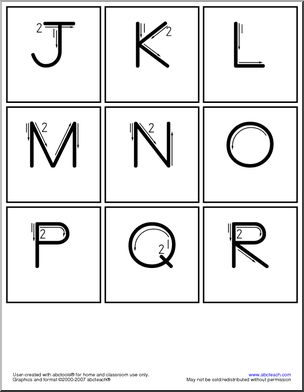 Flashcards: Manuscript Letters Aa-Zz with arrows (ZB-Style Font) – Abcteach