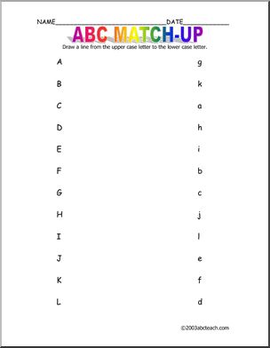 Worksheet: Matching Upper-Case and Lower-Case Letters – Abcteach