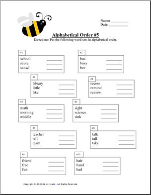 ABC Order – 3rd letter – Part 5 of 5 – Abcteach