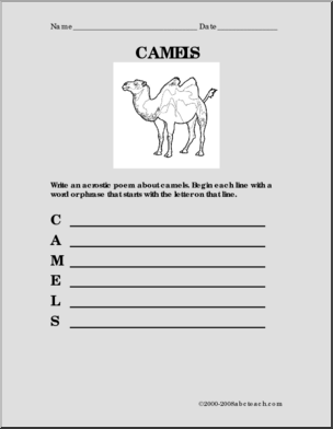 Camels Acrostic Form – Abcteach