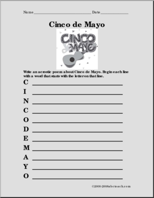 Cinco de Mayo Acrostic Form – Abcteach