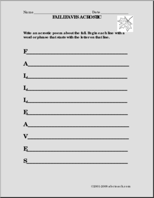 Tree – Beech Acrostic Form – Abcteach