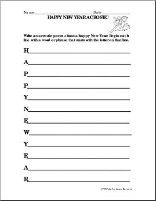 New Year’s Acrostic Form – Abcteach