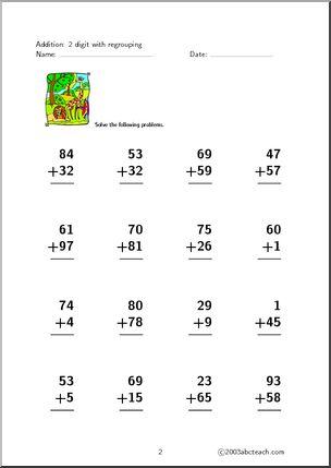 Worksheet: Addition 2 digits (set 3) – Abcteach