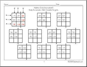 Addition Grids – Page 2 – Abcteach