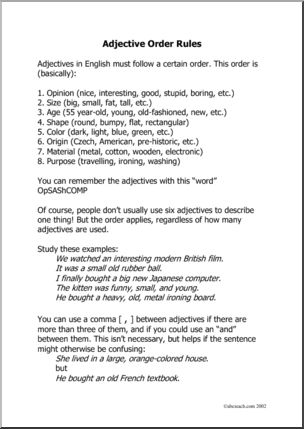 Adjectives – Page 6 – Abcteach