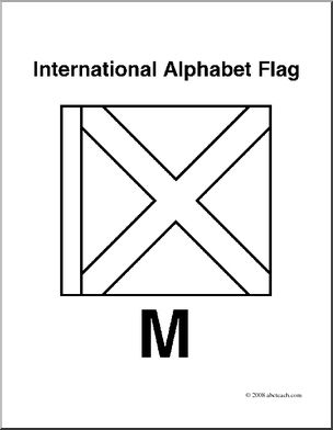 Clip Art: Flags: Alphabet Flag M (coloring page) – Abcteach