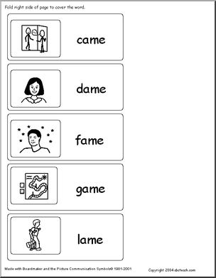 Word Family – ame words Flashcards – Abcteach