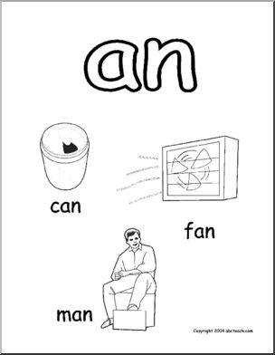 Word Family – AN words (blackline) Poster – Abcteach