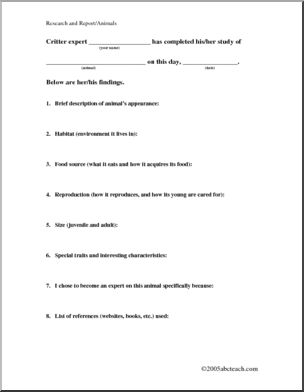 Report Form: Animals – Abcteach