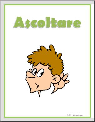 Italian: Classroom Sign: “Ascoltare” – Abcteach