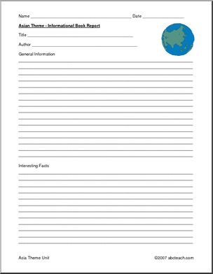 Book Report Form: Asia – Abcteach