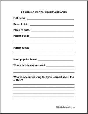 Learning Facts About Authors (primary/elem) Author Report Form – Abcteach