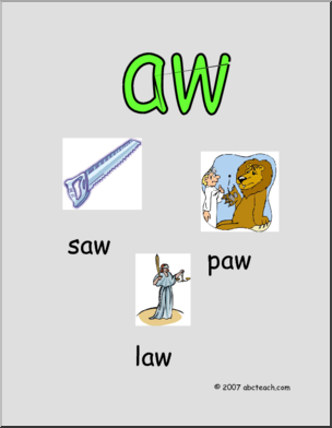Word Family – AW words Poster – Abcteach