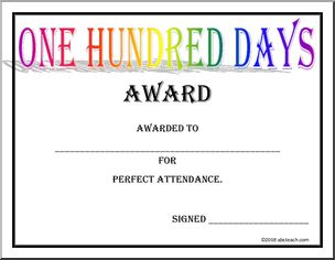 100 Days Award Clip Art – Abcteach