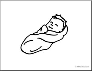 Clip Art: Basic Words: Baby (coloring page) – Abcteach