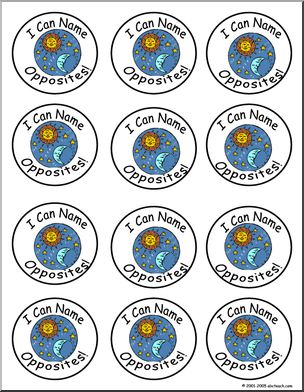 Small Badges: “I Can Name Opposites” – Abcteach