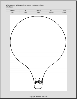 Balloon Color and Write – Abcteach