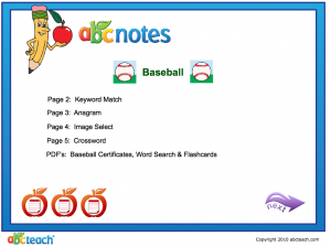 Interactives: Notebook: Baseball Activities – Abcteach