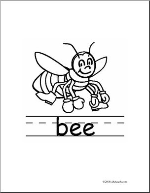 Clip Art: Basic Words: Bee B/W (poster) – Abcteach