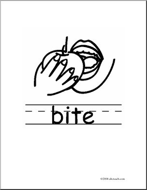 Clip Art: Basic Words: Bite B/W (poster) – Abcteach