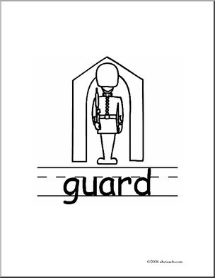 Clip Art: Basic Words: Guard B/W (poster) – Abcteach