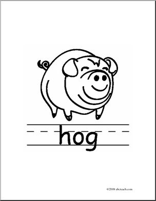 Clip Art: Basic Words: Hog B/W (poster) – Abcteach