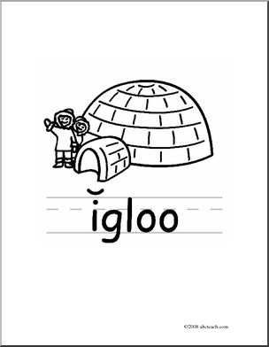 Clip Art: Basic Words: Igloo B/W (poster) – Abcteach