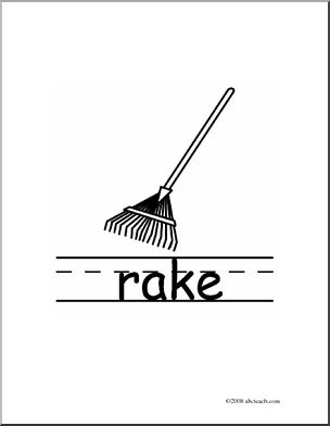 Clip Art: Basic Words: Rake B/W (poster) – Abcteach