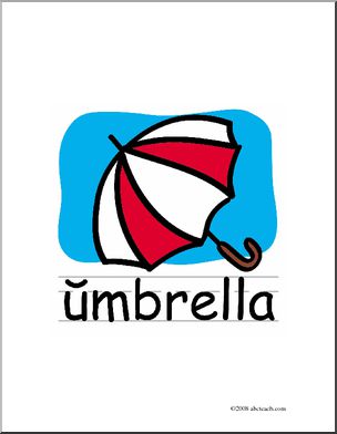 Clip Art: Basic Words: Umbrella Color (poster) – Abcteach