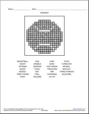 Word Search: Basketball Terminology – Abcteach
