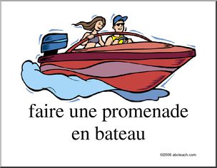 French: Poster, Faire une promenade en bateau – Abcteach