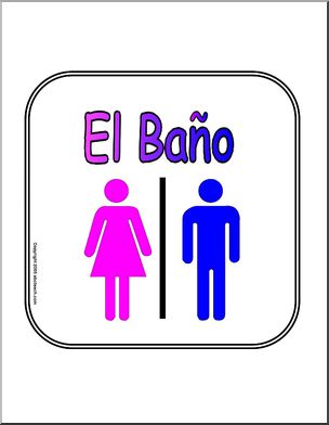 Spanish: Sign – El BaÃ’o – Bathroom – Abcteach