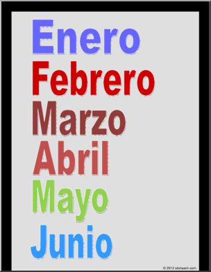 Spanish: Calendario-Poster of Months (color) – Abcteach