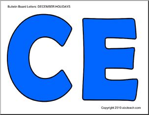 Bulletin Board: “December Holidays” – blue letters (prek/elem) – Abcteach