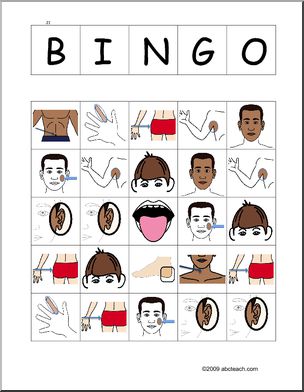 Bingo de las Partes del Cuerpo – Abcteach