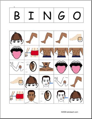 Bingo de las Partes del Cuerpo – Abcteach