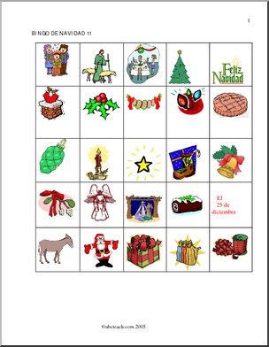 Bingo de Navidad: Tarjetas del 11 al 14. – Abcteach