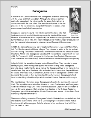 Biography: Sacagawea (upper elem) – Abcteach