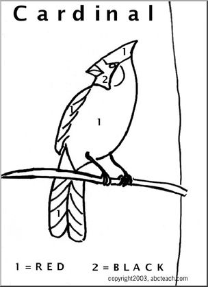Color By Number: Cardinal – Abcteach
