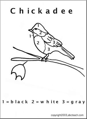 Color By Number: Chickadee – Abcteach