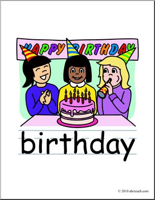 Clip Art: Basic Words: Birthday Color (poster) – Abcteach