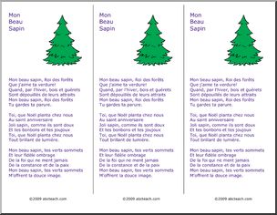 French: Chant de NoÃŽl–Mon beau sapin–marques-pages – Abcteach