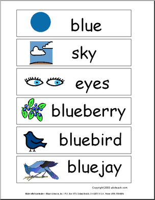 Word Wall: The Color Blue (pictures) – Abcteach