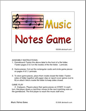 Board Game: Music (color) – Abcteach