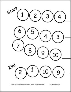 German: Board Game – Numbers 1-10 – Abcteach