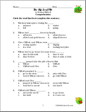 Clifford and the Big Leaf Pile (primary/elem) Book – Abcteach